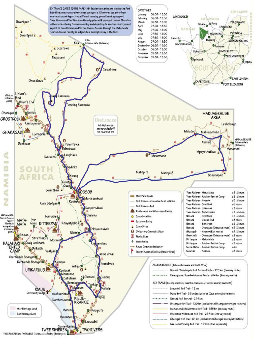 Kgalagadi Transfrontier Park Map