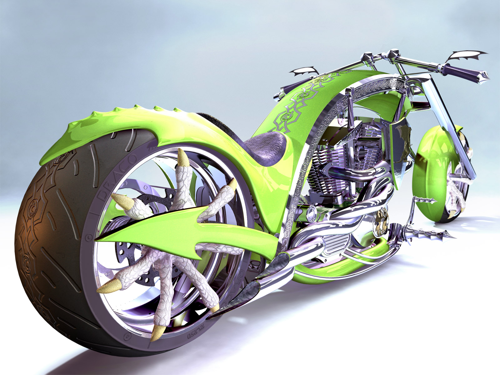 Green Chopper Motorcycle