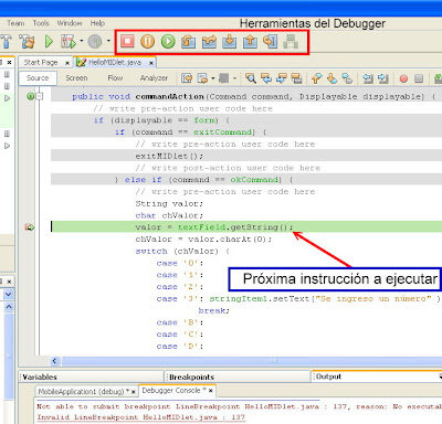 Programación de Teléfonos Celulares Usando Java Micro Edition: Uso del Debugger de NetBeans ...