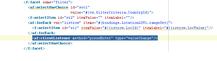 Java Adf Webcenter Ucm Soa Weblogic Custom Adf Table Filter With Drop Down Validation And
