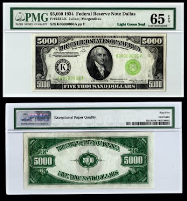 Trusted Traditions - Small Size: $5000 Federal Reserve Note - 1934