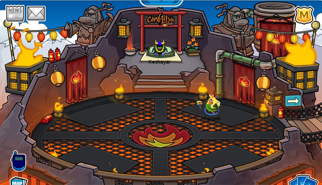 Sommfi in Club Penguin -: Decorated for Card-Jitsu Fire!
