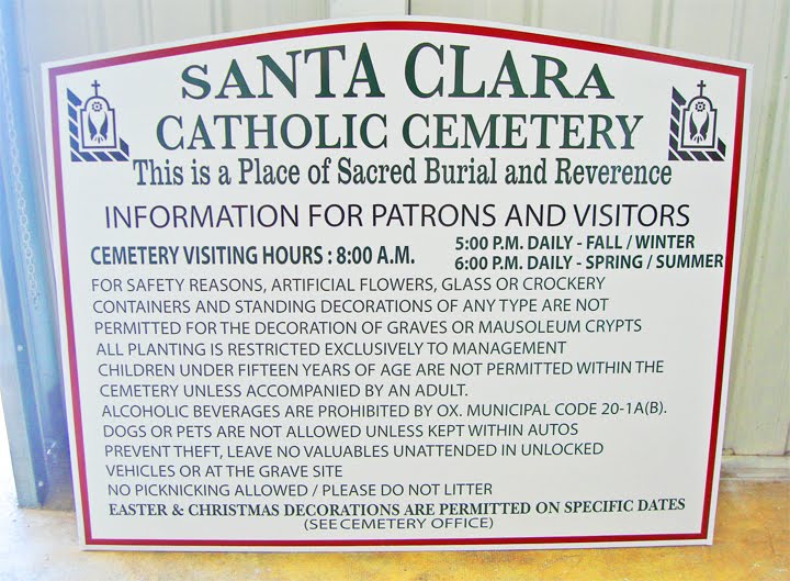 You Know Graphics: Santa Clara Catholic Cemetery - Cemetery Sign