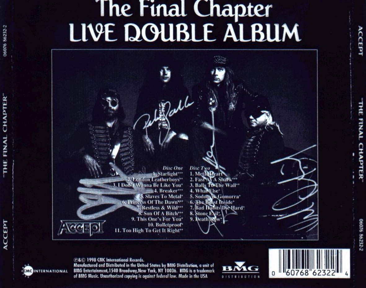 CARATULAS DE CD DE MUSICA: Accept The Final Chapter(1998)