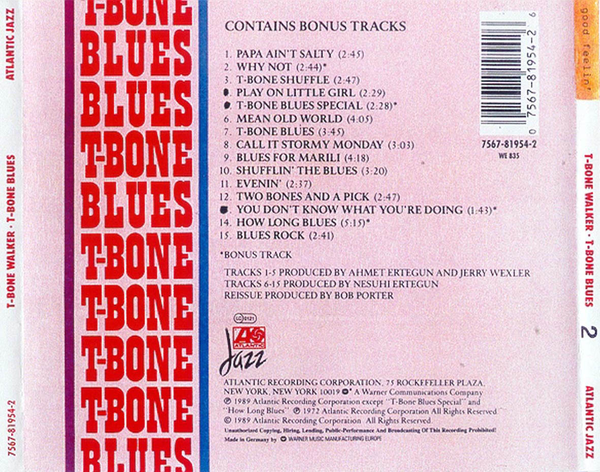 CARATULAS DE CD DE MUSICA: T-Bone Walker T-Bone Blues(1972)