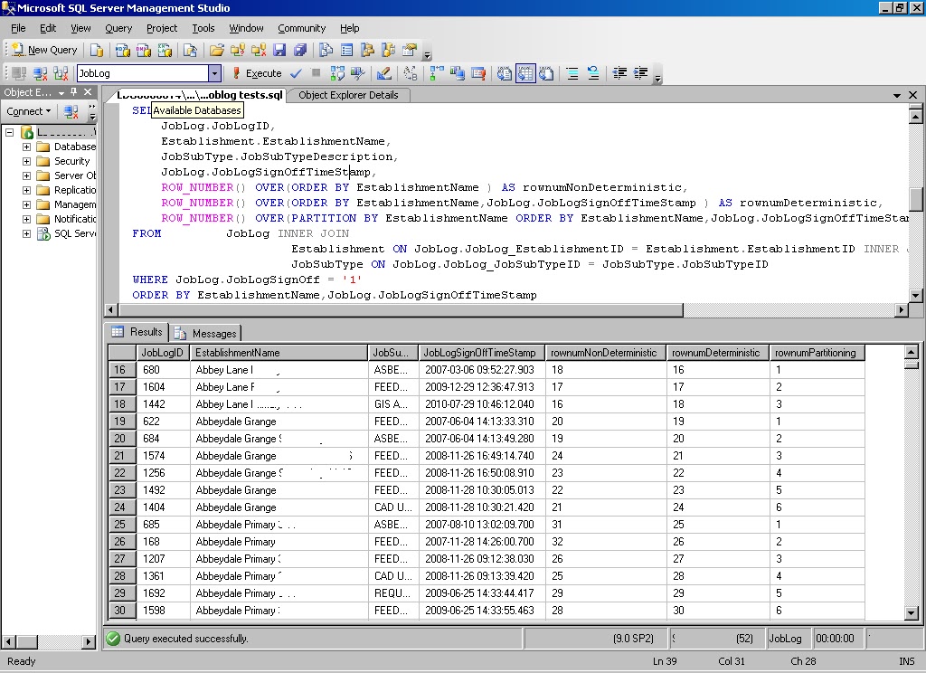SQL Server, SSRS and Crystal Reports: Row numbering in TSQL 2005 - SQL