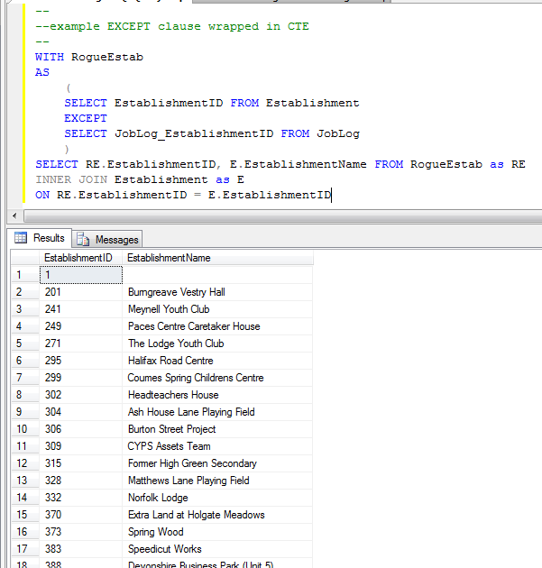 SQL Server, SSRS and Crystal Reports: Using the EXCEPT clause wrapped ...