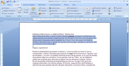 TUTORIAL WORD 2007: SELECCIONAR TEXTO