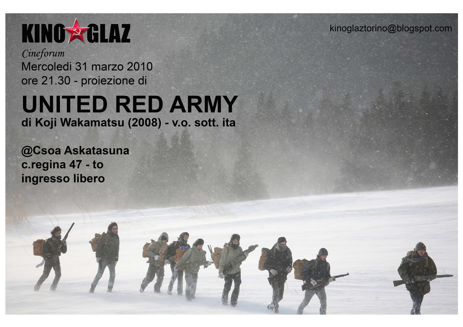 KINOGLAZ CINEFORUM: Proiezione di "UNITED RED ARMY" di Koji Wakamatsu, 2008