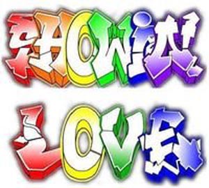 Showin love graffiti alphabet - rainbow style at Graffiti Art Design