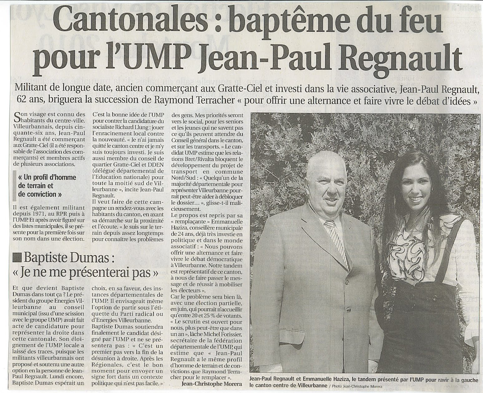 Jean-Paul REGNAULT Candidat UMP de la Majorité Départementale: avril 2010