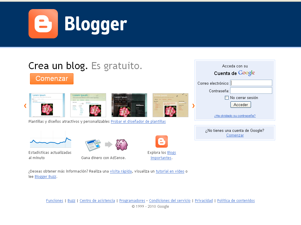 Tu Web/Blog en pocos segundos: Blogger