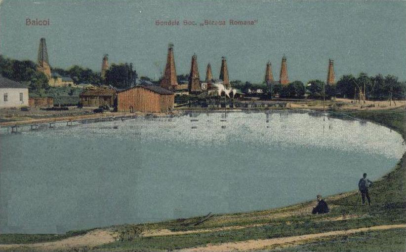 Petroblog: Old postcard with petroleum wells at Baicoi