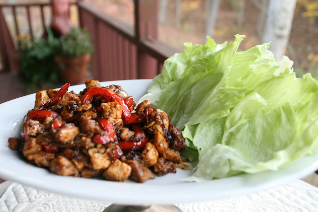 Cooking with Chopin, Living with Elmo: Chicken and Red Pepper Lettuce Wraps