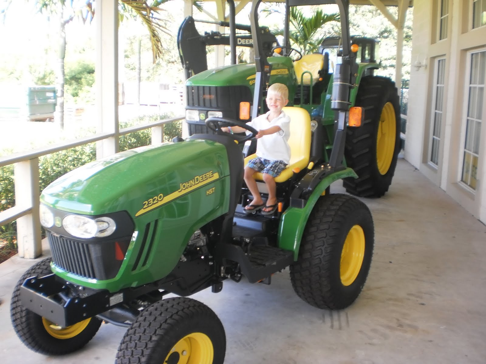 FOUR little FULTONS: "his" BIG green tractor...