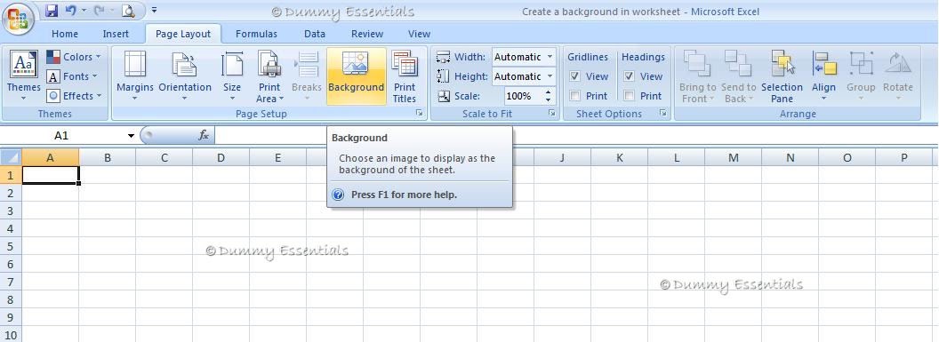 Dummy Essentials: Adding a Background Image To The Worksheet In MS ...