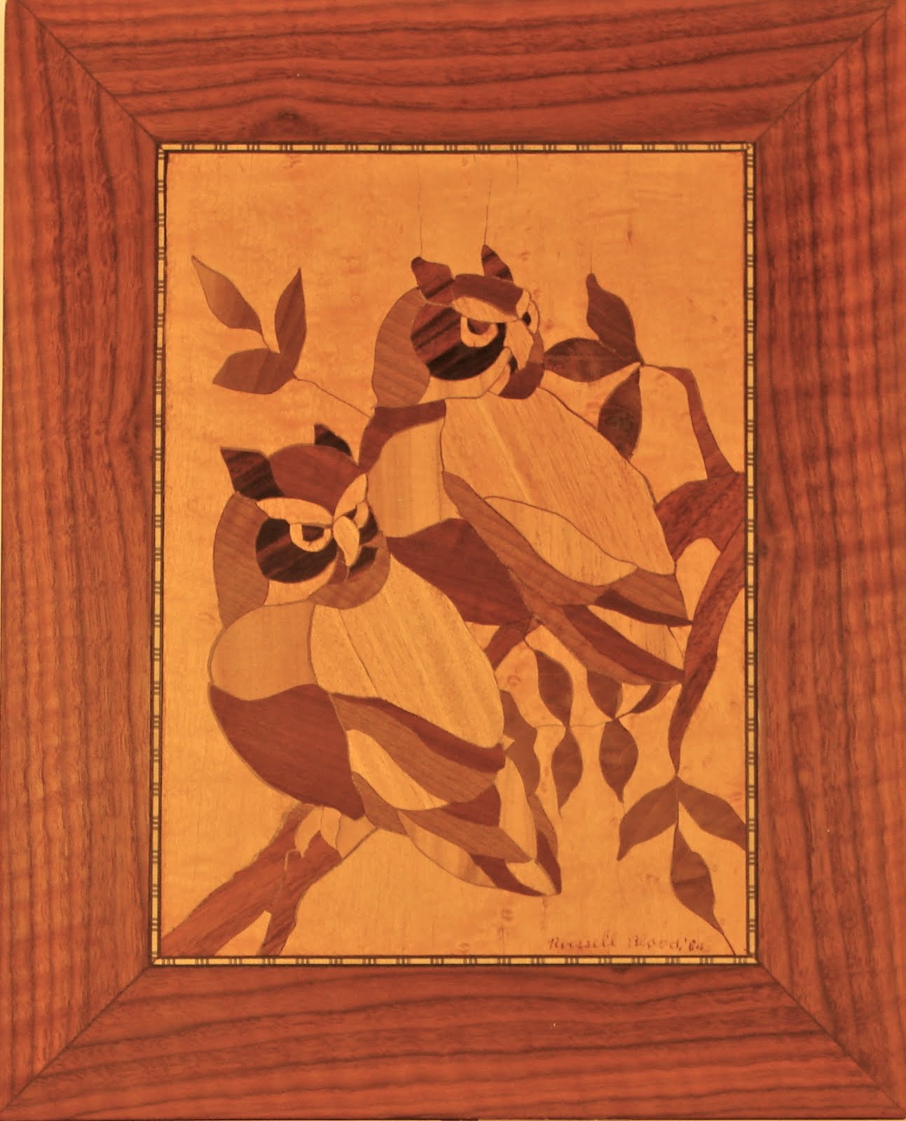 Russell M. Blood Western WoodCraft: The Owls Marquetry