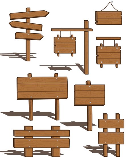 Wooden Blank Sign Board and Navigation Vector Graphic ~ Template Design