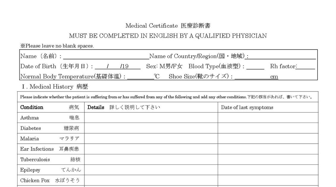 Travels with Jerry: Japanese Medical Form...