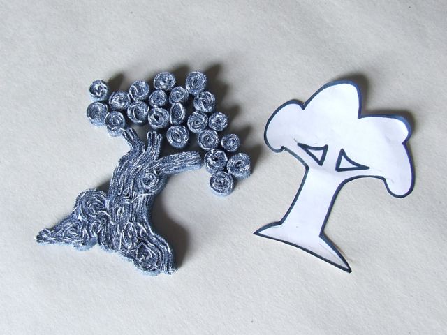 jean repair: Creative denim tree decoration