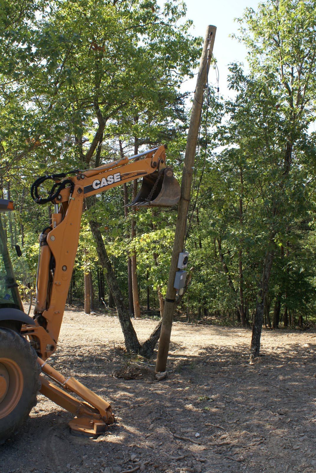 Hidden Bend Retreat, Romney West Virginia: Temporary Power Pole Gone