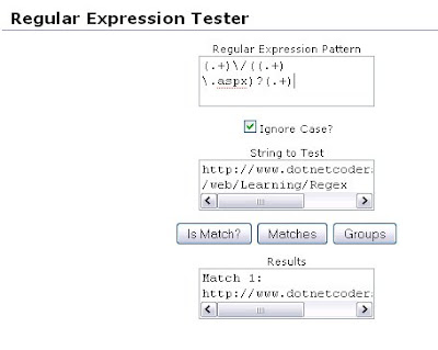 Regular Expression Tester - Asp.Net, C#, SQL Blog