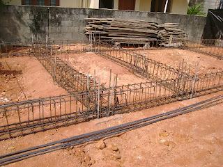Kerala-House Construction at Kaloor,Cochin: Foundation beam