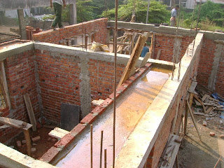 Kerala-House Construction at Kaloor,Cochin: Lintel,flat sunshades and ...