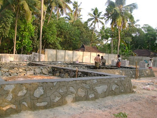 Kerala-House Construction at Cherthala: Foundation rubble work