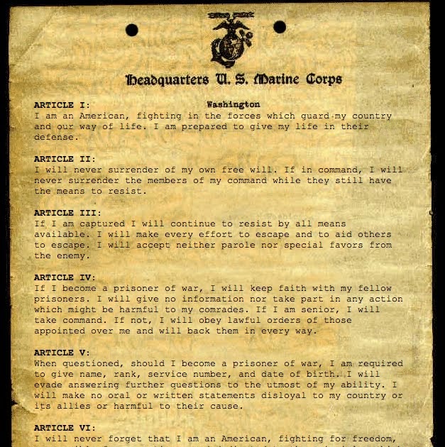 Semper Gumby: The Marine Corps Code of Conduct