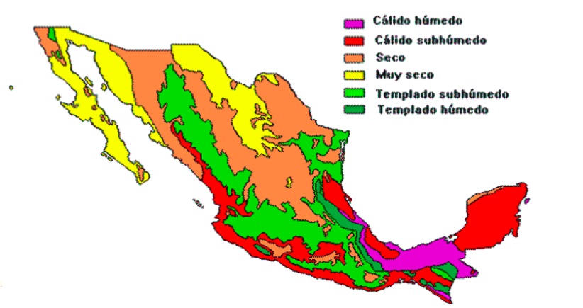 Ciencias Sociales y Mundo C: Mapas de México (Clima, Relieves, Población)