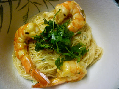 Classy Eats: Cold somen noodles in a special Asian sauce, with shrimp.