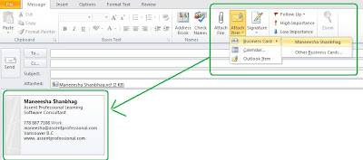 AscentSoftTech: How to Create and Send Business Card using MS Outlook 2010