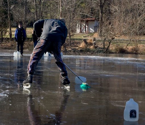 Randy & Meg's Garden Paradise: Crazy Curling on a pond in Durham, NC