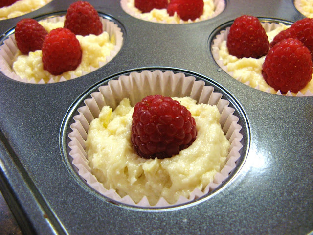 The Well-Fed Newlyweds: Raspberry-Topped Lemon Muffins