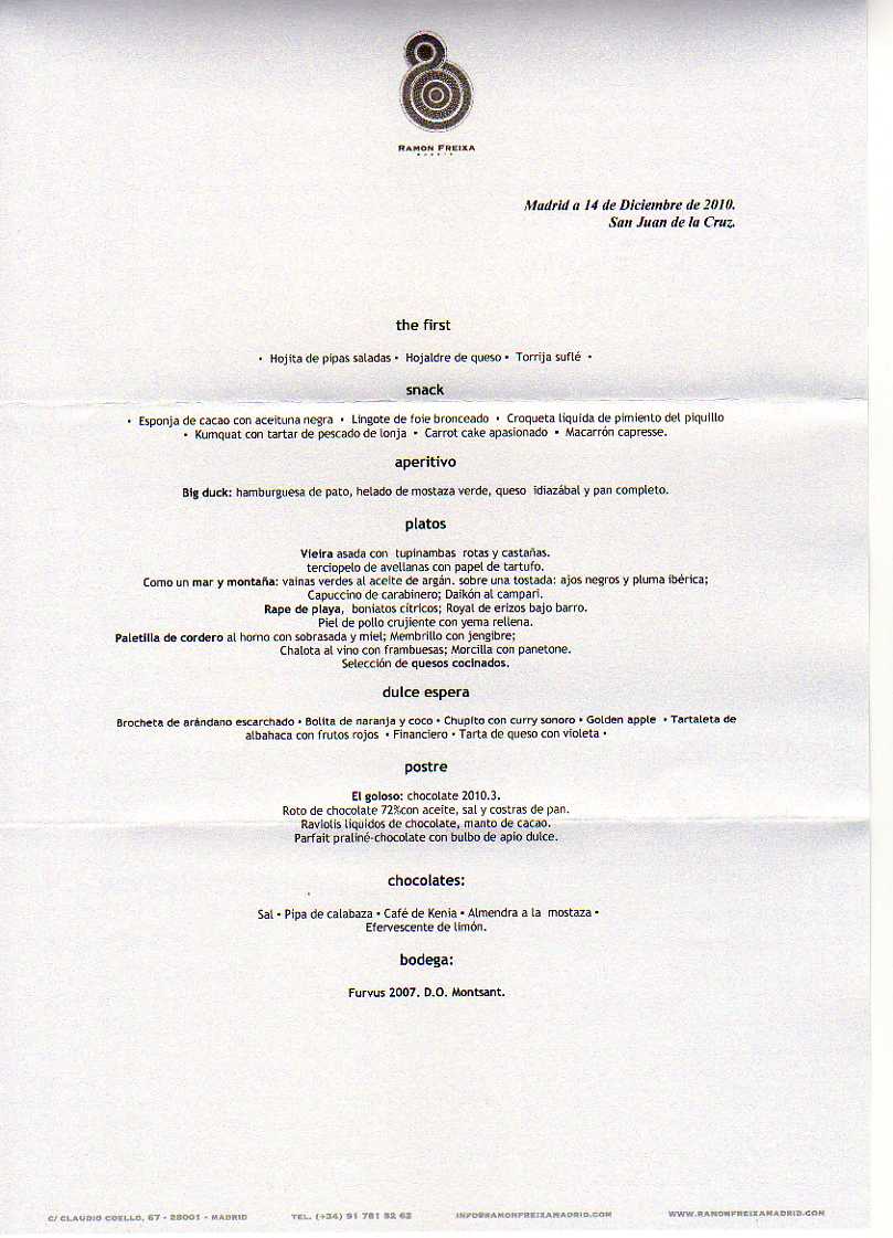 Ramón Freixa Madrid: una experiencia redonda - Pantagruel, supongo