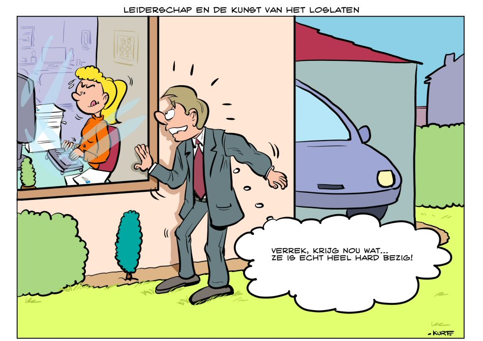 Kurf Cartoons: cartoon Leiderschap & kunst van het loslaten