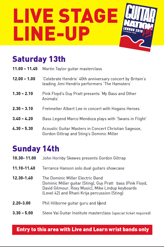 News: Guitar Nation 2010 site map and inside details.
