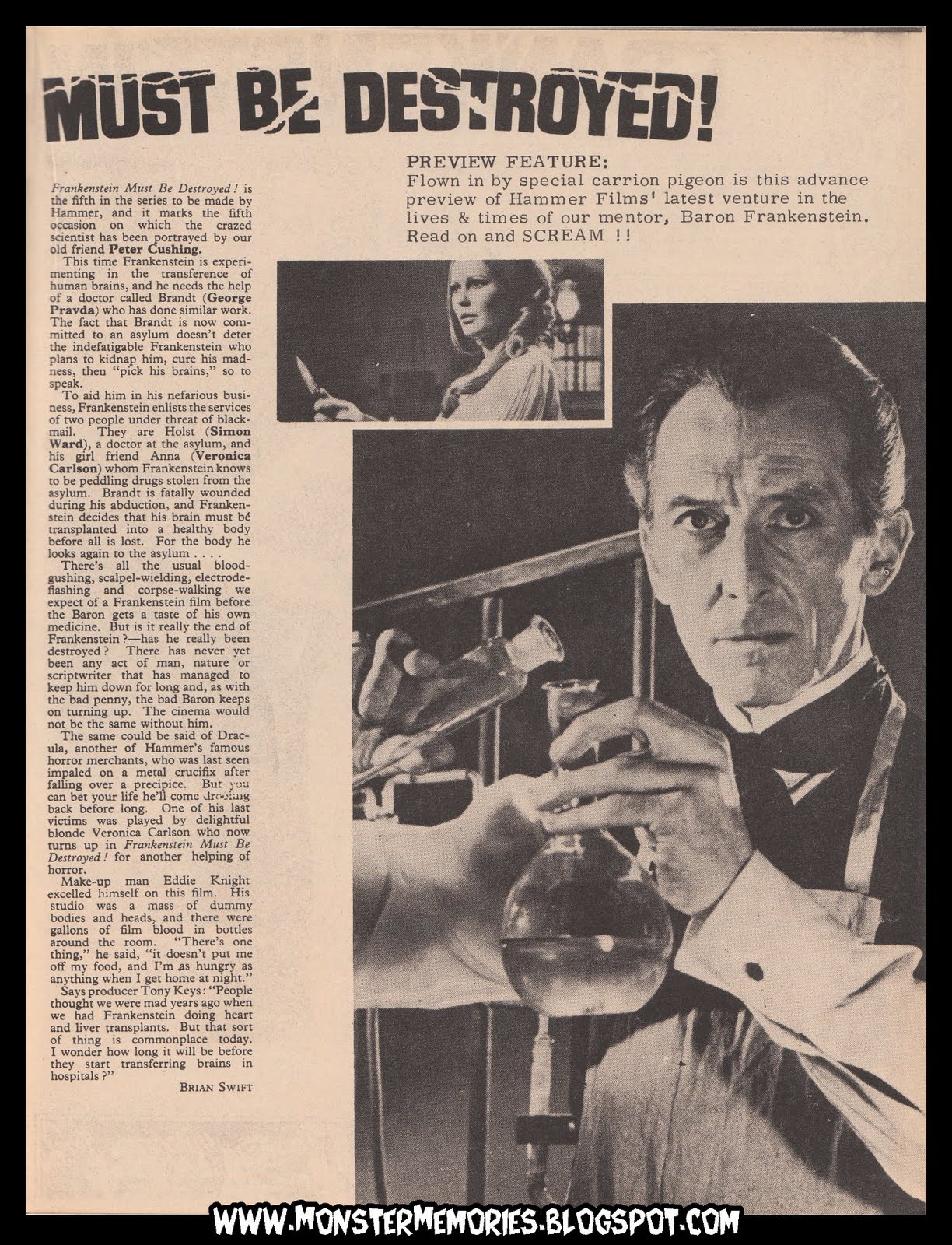 My Monster Memories: Frankenstein Must Be Destroyed 1969 article