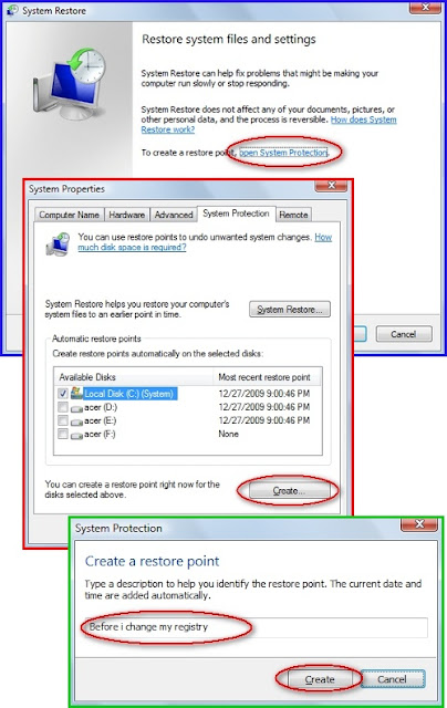 Information And Tutorial Learn Vista Creating A Restore Point For