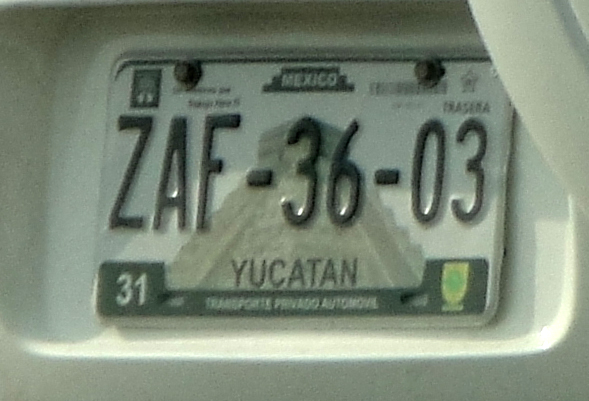 Placas de México - Diseño / Mexico License Plates: Coche Yucatán ZAA11-11