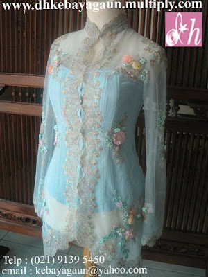 DH (Kebaya Gaun) "High Art Quality": Kebaya - Light Blue - Ribbon ...