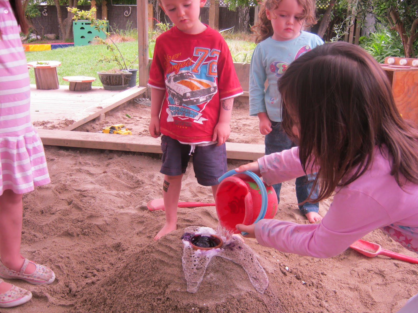 KIDSPACE Quality Early Learning Centre: Volcano in the sandpit