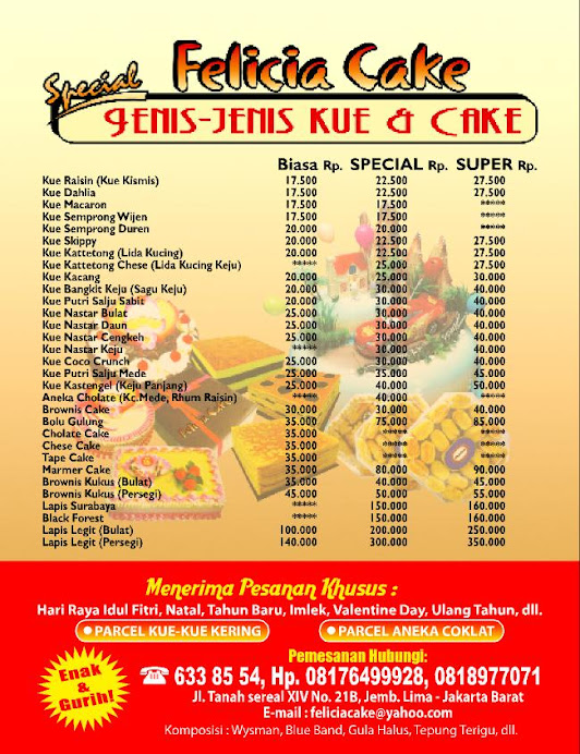 Felicia Cake: Jenis - Jenis Kue & Cake