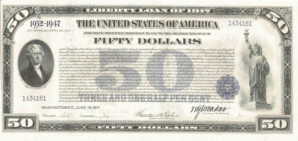 Collectible Old Stocks and Bonds: Rare 1917 United States Treasury Bond