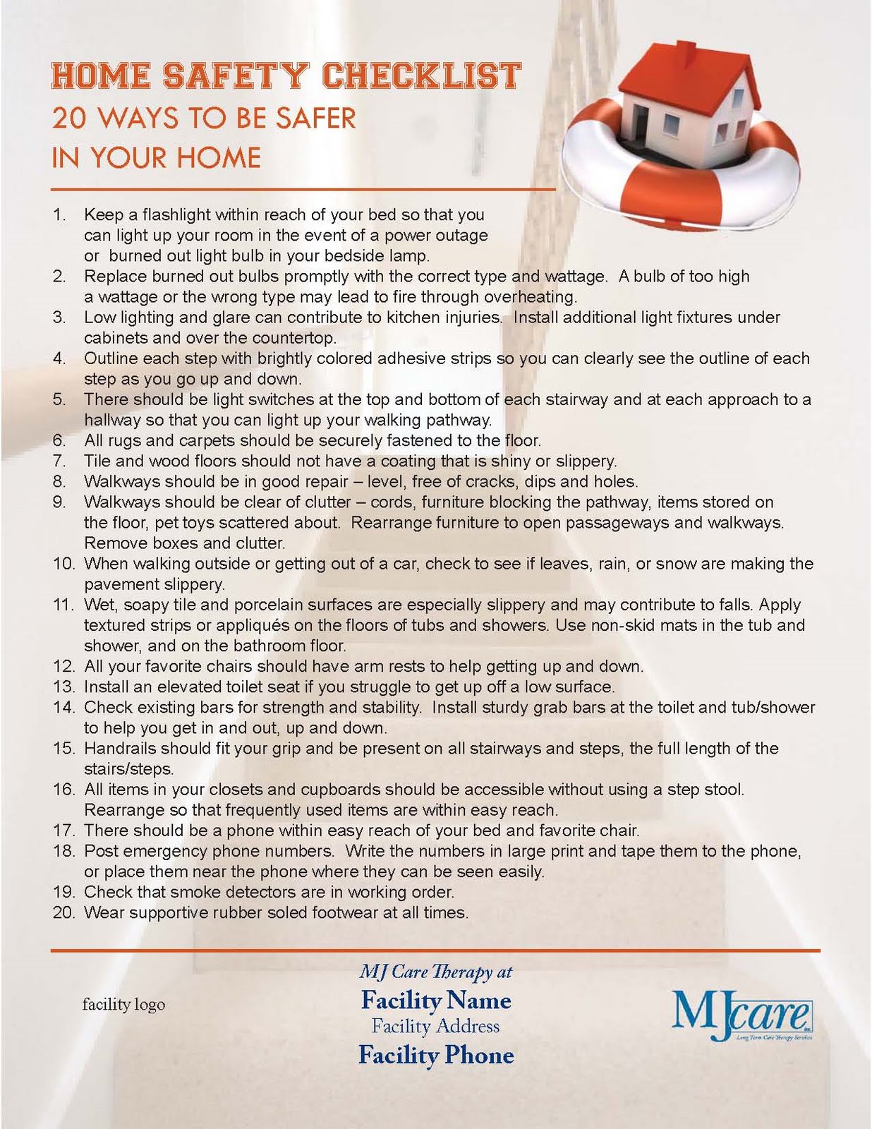 rjl creative old: Home Safety Flyer for facilities
