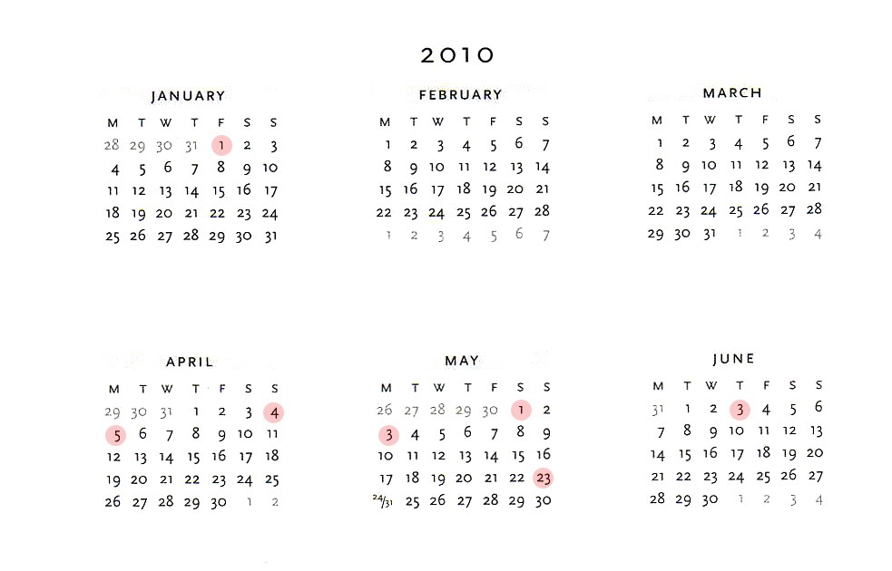 SOBISZ: ŚWIĘTA 2010 KALENDARZ - DNI USTAWOWO WOLNE OD PRACY i HANDLU