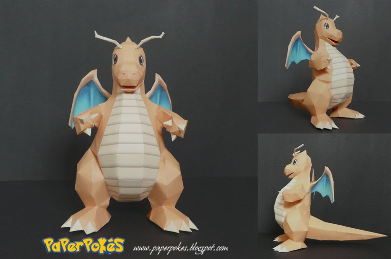 PaperPokés - Pokémon Papercraft: DRAGONITE - Pokémon Papercraft