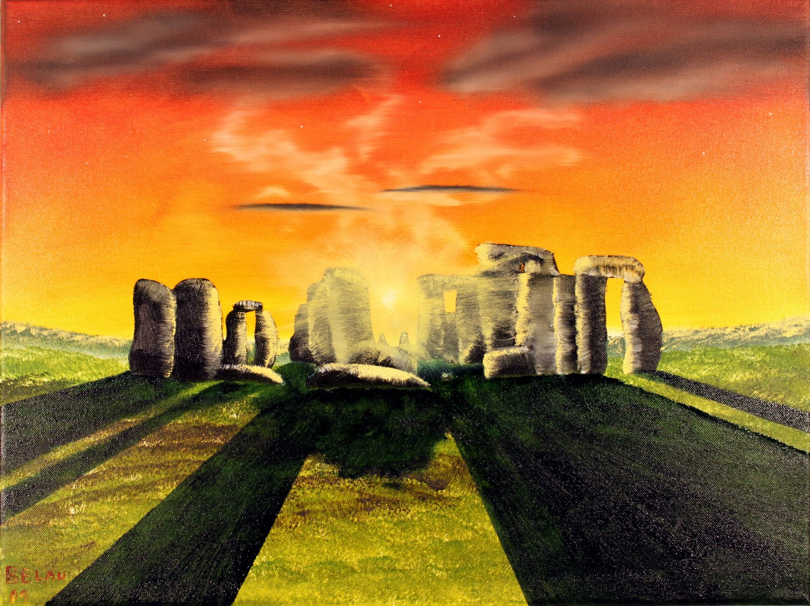 Tom Belau Paintings: Stonehenge in Spring Updated