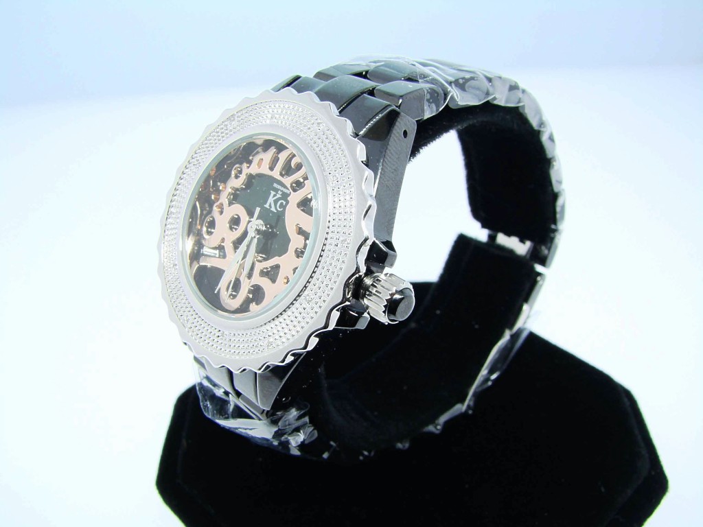 new_york_jewels: WOMENS/LADIES TECHNO COM KC CERAMIC BLACK DIAMOND WATCH